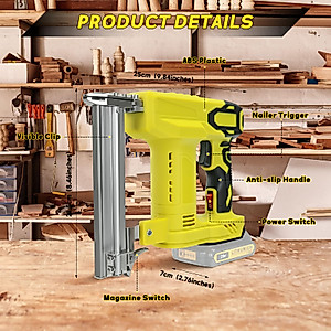 Cordless 18 Gauge Nailer Gun for DeWalt 20V Max Battery, 18 GA 2 in 1 Brad Nailer/Staple Gun with Pack of Nails and Staples Nail Gun for Home Improvement & Woodworking(No Battery)