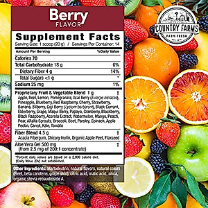Country Farms Super Cleanse, Super Juice Cleanse, Supports Healthy Digestive System, 34 Fruits and Vegetables with Aloe, Promotes Natural Detoxification, Drink Powder, 14 Servings, 9.88 Ounce