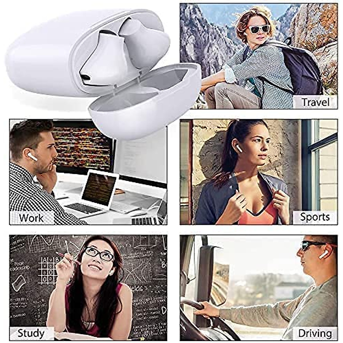 Wireless Earbud Bluetooth 5.0 Headphones Noise Cancelling Air Buds Pods 3D Stereo Ear pods in-Ear Ear Buds with Deep Bass Earphones Sport Headsets for Android/Samsung/Apple iPhone