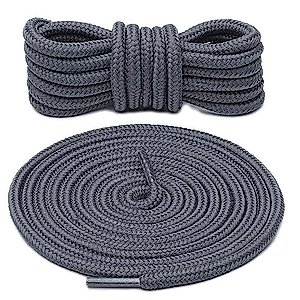 GEN BIGBOTTLE Set 2 Pairs Round Shoe Laces For Sneakers, Shoes & Boot; 39-79''Length, Athletic Shoelaces, Work Boot Laces, Heavy Duty Boot Laces (Grey, 49in)