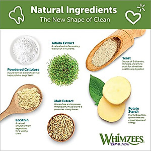 WHIMZEES by Wellness Brushing Dental Chews For Dogs, Grain-Free, Long Lasting Treats, Freshens Breath Extra Small Breed, 48 Count