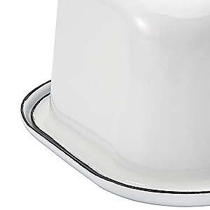 Suwimut Butter Dish with Lid, Farmhouse White Enamel Butter Dish Vintage Style Enamelware Butter Container with Cover, Enameled Steel Butter Keeper Butter Stick Holder for Countertop Kitchen Decor