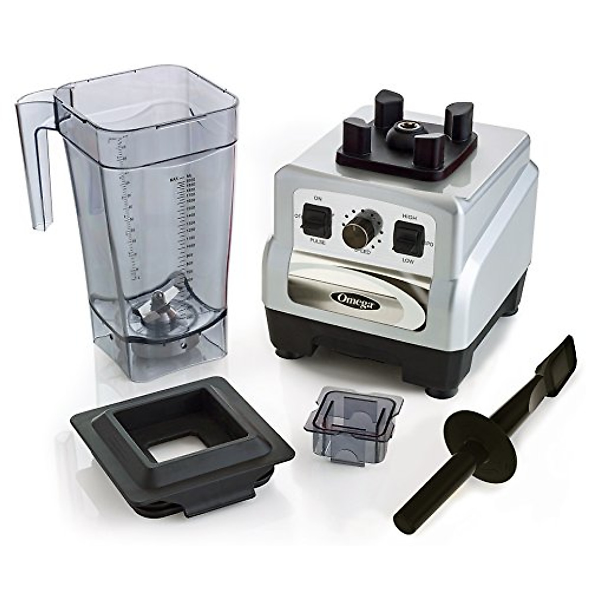 Omega OM6560S Blender Powerful 3 Peak HP Features Easy to Use Toggle Controls Plus Dial Speed Control with 10 Variable Speeds Includes Pulse and Stainless Steel Blade, Silver