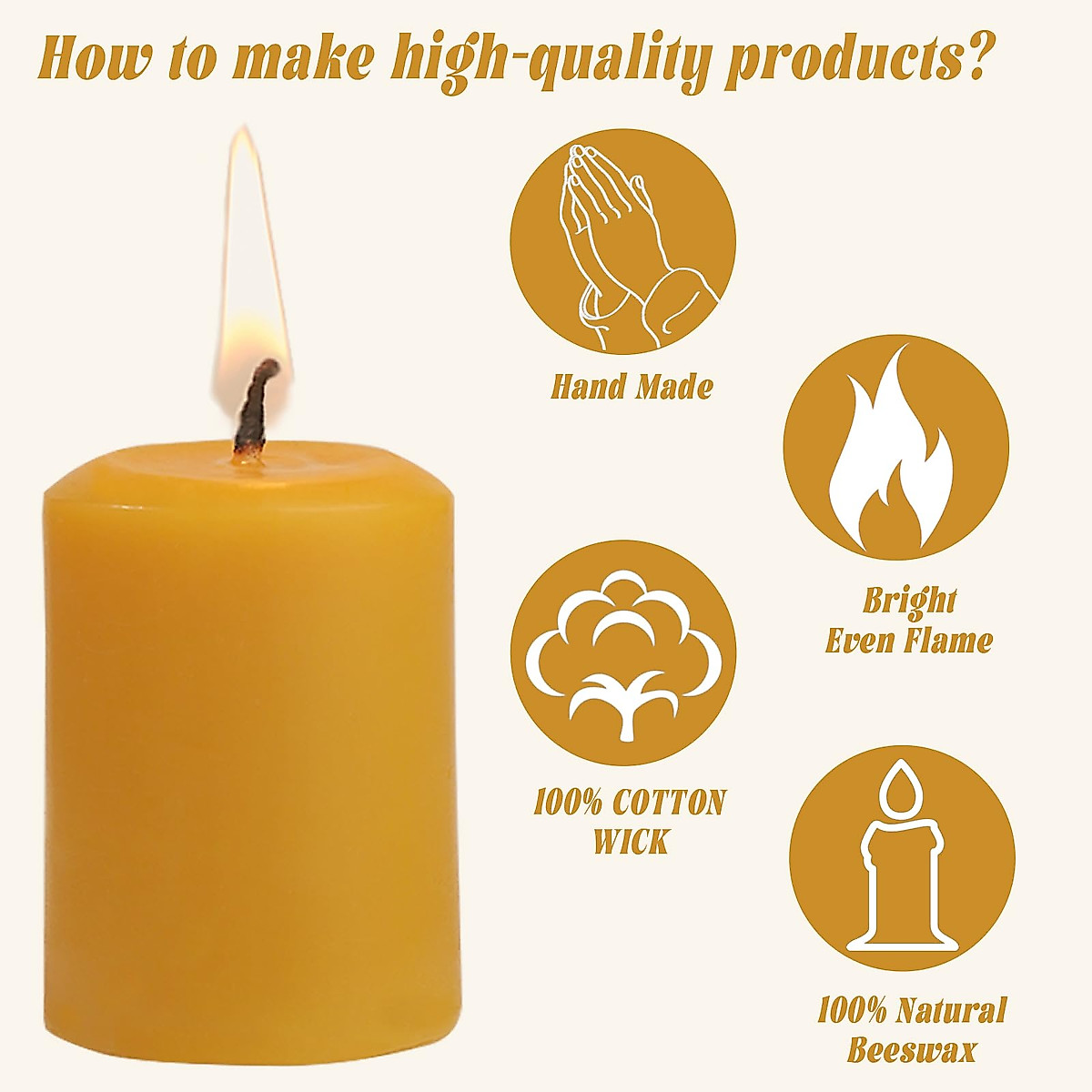 12Pcs Beeswax Votive Candles, Natural Beeswax Candles Bulk, Handmade Pure Votive Candles for Home Room Decor Party Wedding Spa, Smokeless and Dripless Votives Candles