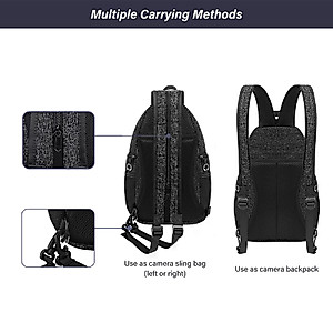 MOSISO Camera Bag Sling Backpack, DSLR/SLR/Mirrorless Photography Waterproof Camera Case Crossbody Shoulder Bag with Tripod Holder&Rain Cover&Shoulder Straps Compatible with Canon/Nikon/Sony, Black