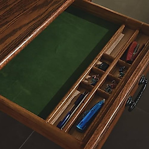 Furniture Dash - Mini Roll Top Desk USB - Standing Desk - Desk with Drawers - Rolling Desk - Wooden Desk - 32" W x 24" D x 44.5" H - 66lb (Burnished Walnut Finish)