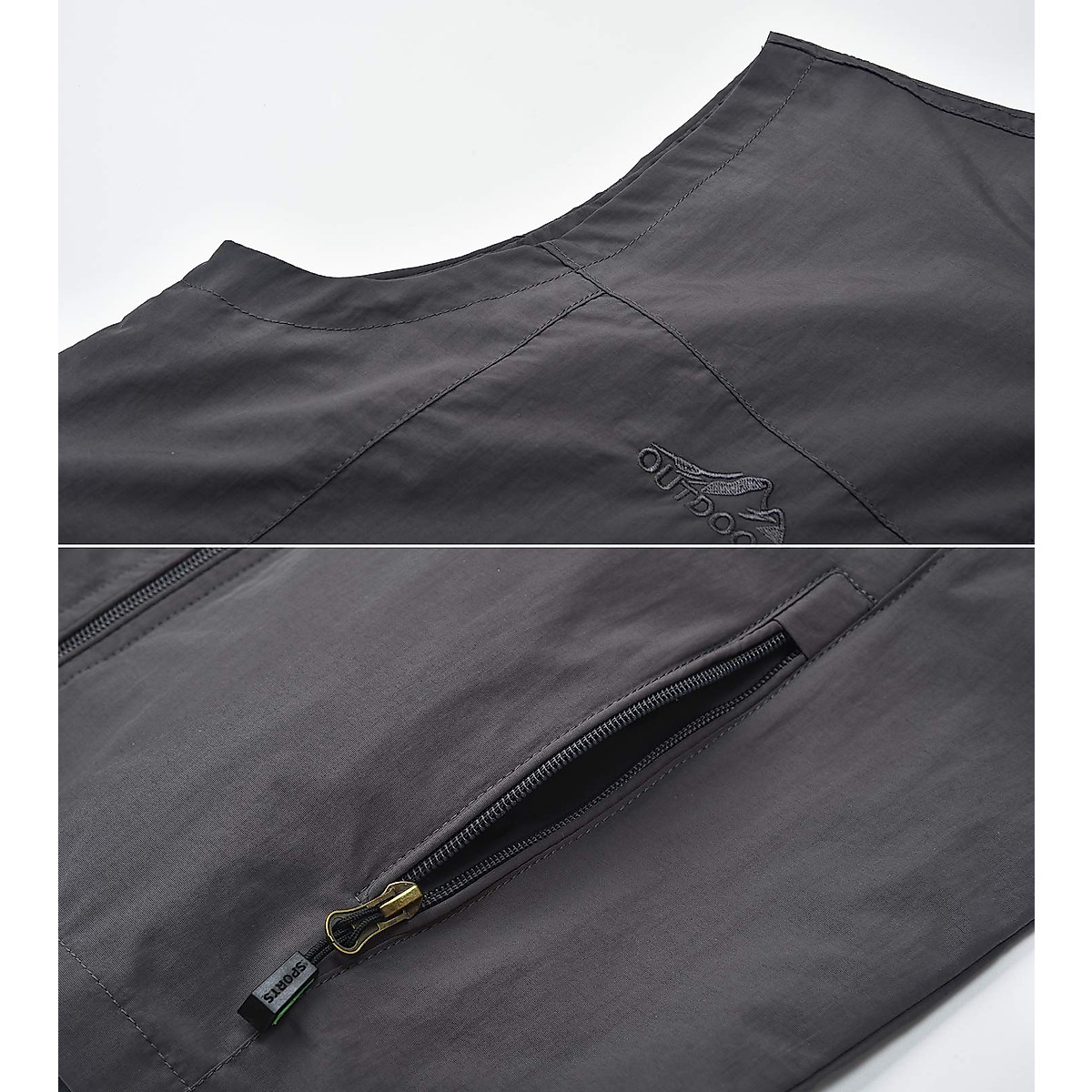 Spanye Men Vest Outdoor Leisure Multi-Pocket Loose Fit Vests Photography Fishing Jacket (Gray, Medium)