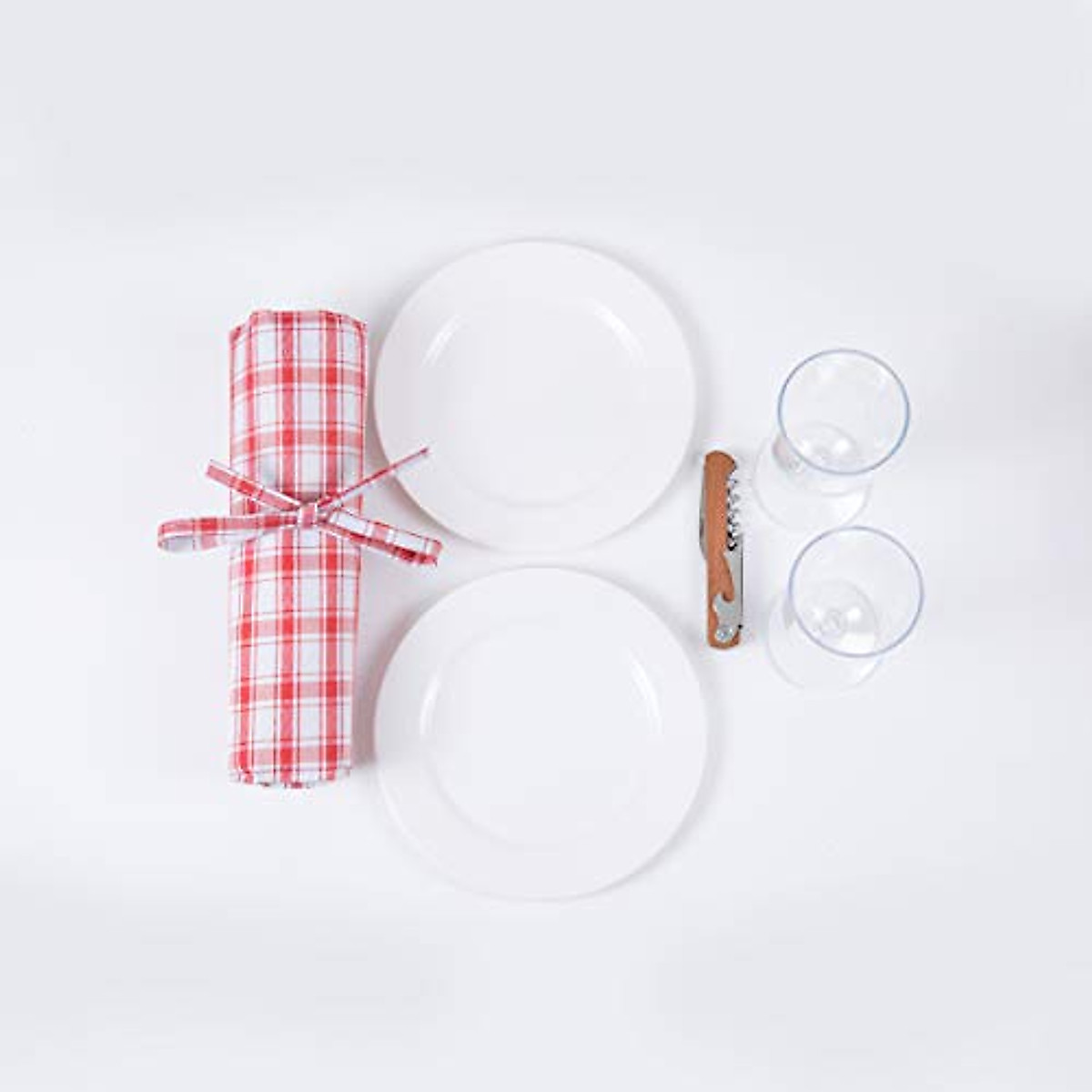 PICNIC TIME Piccadilly Picnic Basket - Romantic Picnic Basket for 2 with Picnic Set, (Red & White Plaid Pattern)