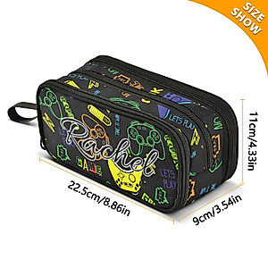 Joysticks Video Game Custom Large Capacity Pen Pencil Case Pouch for Adults Kids Personalized Durable Stationery Bag with Sturdy Zipper & 3 Compartments Pencil Box for Student Teen College Office