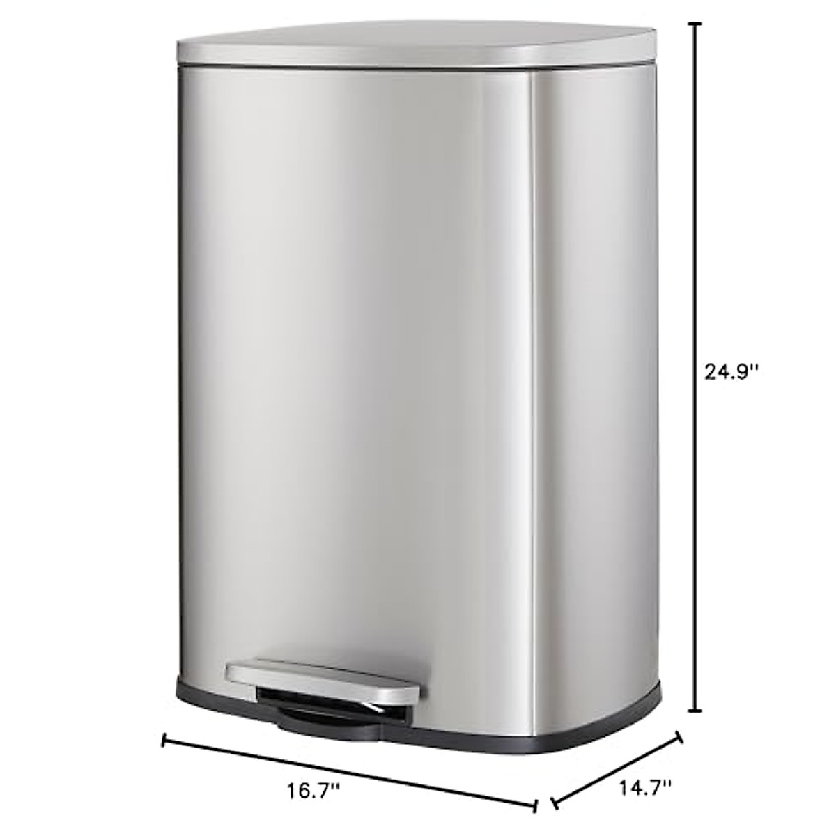 Casa Andrea Milano 13-Gallon Soft-Close, Smudge Resistant Trash Can Step-on Pedal, Soft Closure, Large and Space-Saving