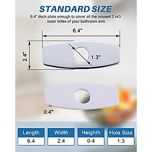 Faucet Cover Plate Chrome Bathroom: 6 Inch Stainless Steel Faucet Deck Plate - 4" Centerset Faucet Plates to Cover Holes - Anti-Scratch 4" Sink Base Plate for 1 or 3 Hole Bathroom Vanity Basin