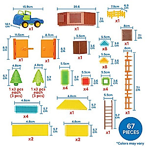 Battat- Bristle Blocks- STEM Interlocking Building Blocks- 67 pc Farm Playset- Developmental Toys for Toddlers & Kid- Barnyard Playset- 2 Years +