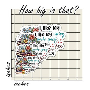 Miraki I Like My Books Spicy And Coffee Icy Sticker, Book Lover Sticker, Reading Sticker, Bookish Sticker, Water Assitant Die-Cut Vinyl Funny Decals for Laptop, Phone, Water Bottles, Kindle Sticker