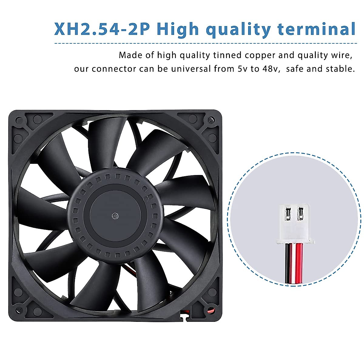 GDSTIME 140mm High Static Pressure Cooling Fan 2-Pin 140x140x38mm DC 12V Ball Bearing for Radiator Heatsink