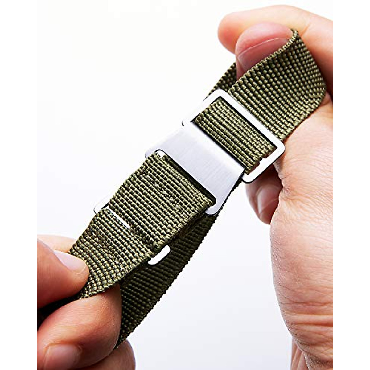 BINLUN Elastic Fabric Nylon Watch Band Waterproof Military Replacement Watch Strap Hook-and-Loop for Men Women Silver & Black Buckle 18/20/22mm