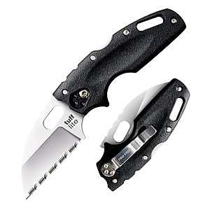 Cold Steel Tuff Lite 2.5" AUS8A Sheepsfoot Razor-Sharp Serrated Blade 3.5" Griv-Ex Handle Everyday Carry Pocket Folding Knife w/Tri-Ad Lock