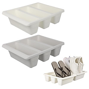 Cabilock 2pcs Storage Shoe Tray, Plastic Shoes Rack, Space-saving Shoe Organizer, No Assembly Required, Multifunctional