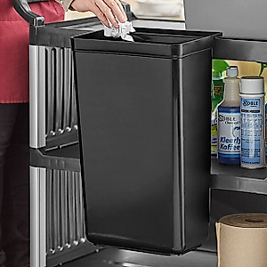 TrueCraftware Refuse Bin for Utility/Bussing Cart 13" x 9-1/14" x 22" Black Color- Wastebasket Trash Can Plastic Restaurant Tub Fits Rolling Utility Cart Attachable
