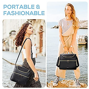 TOURIT Dual Compartment Lunch Bag Women Insulated Lunch Box Cooler Bag for Men, Women, Work, Picnic, Black