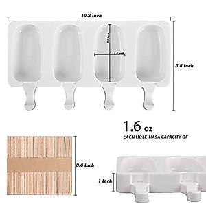 WMKGG Popsicle Silicone Molds Set, 2 PCS Ice Cream Molds with 50 Wooden Sticks for Cake Pop, Ice Pop, Cakesicles, (Standard Size/White)