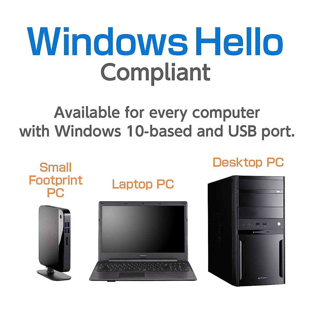 Mousecomputer Japan Brand Facial Recognition Anti-Spoofing Hands-Free Fast Login Webcam for Windows 11 10 Hello CM02A