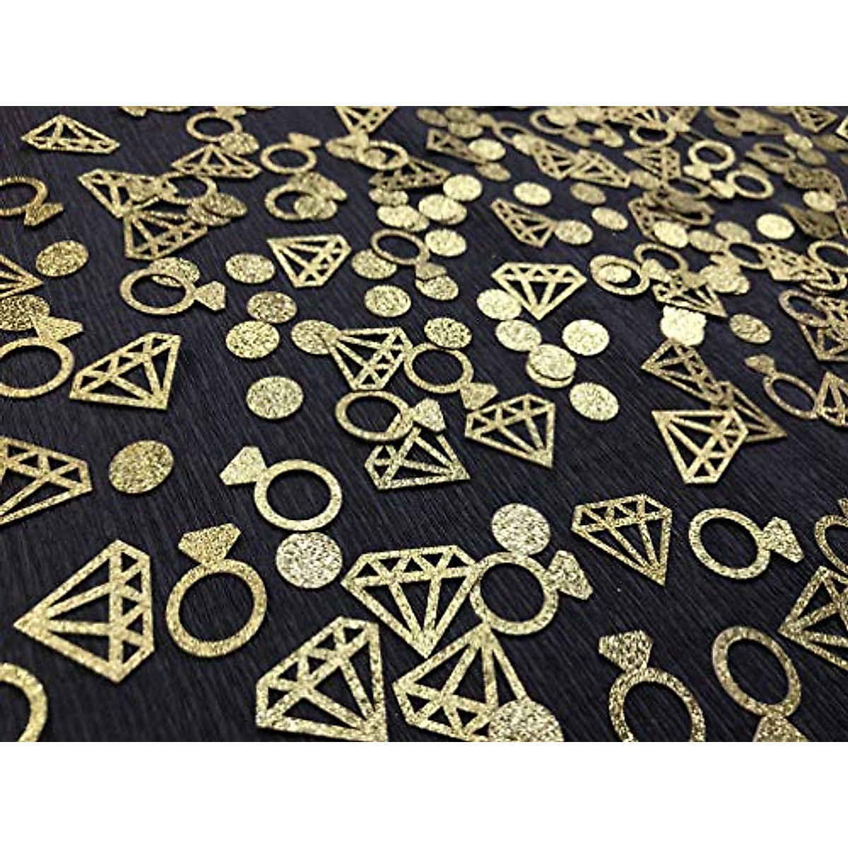 Gold Confetti (300Pcs) Diamond ring confetti Glitter Confetti Wedding Table Decoration Party Table Confetti Bridal Shower Engagement party hen party decor Table Scatter Valentines Day Baby Shower