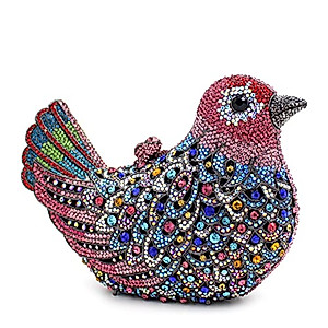 XLH Pigeon Women Evening Clutch Bird Cute Artificial Rhinestone Bag Crossbody Purse Evening Party Bags Handbag,Blue,S