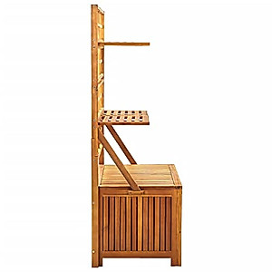 loibinfen Storage Box with Trellis 39"x21.7"x63" Solid Acacia Wood Patio Garden Outdoor Storage Container for Toys, Furniture Deck box (Weight:63.93 lbs)