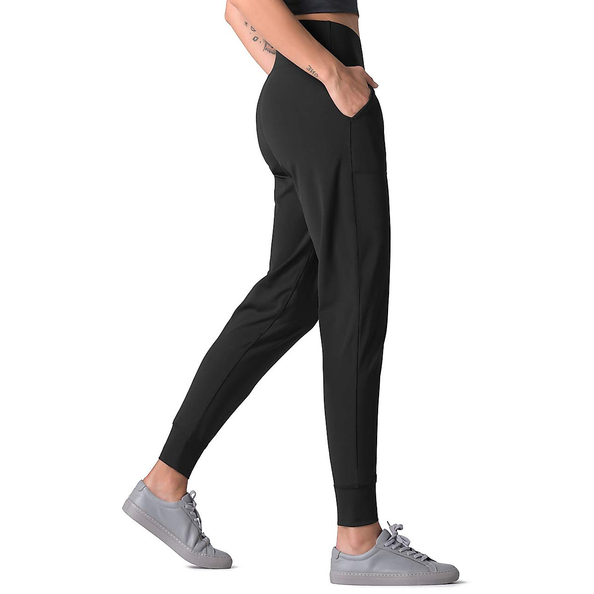 Dragon Fit Joggers for Women with Pockets,High Waist Workout Yoga Tapered Sweatpants Women's Lounge Pants (Large, Joggers78-Black)