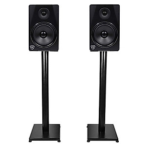 Rockville Pair RS29B 29" Steel Bookshelf Speaker and Studio Monitor Stands-Black V2