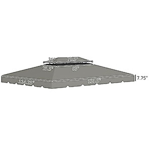 Outsunny 12.8' x 9.5' Gazebo Replacement Canopy, Gazebo Top Cover for 01-0870, 84C-101, 84C-144 with Double Vented Roof for Garden Patio Outdoor (TOP ONLY), Light Gray