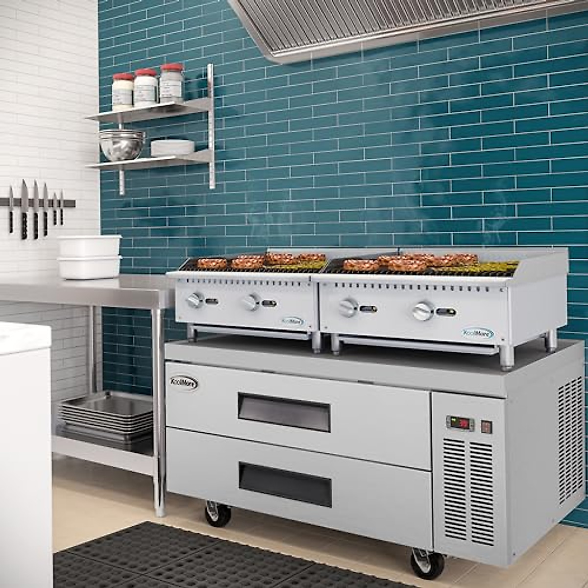 KoolMore 24 in. Commercial 2-Burner Natural Gas Charbroiler with 60,000 BTU in Stainless-Steel, ETL Listed(KM-GCB2-24M)