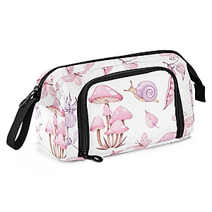 Fisyme Mushrooms Fairy Forest Pencil Case Large Capacity Pencil Pouch Pen Bags Box Big Makeup Pencil Case Organizer