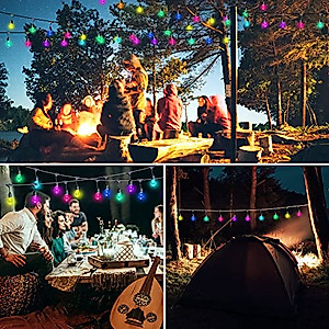 48FT Outdoor RGB String Lights with 15 S14 E26 Waterproof LED Bulbs， String Lights Patio Lights with Remote Control for Bistro Backyard Garden Cafe Pergola-15 Bulb