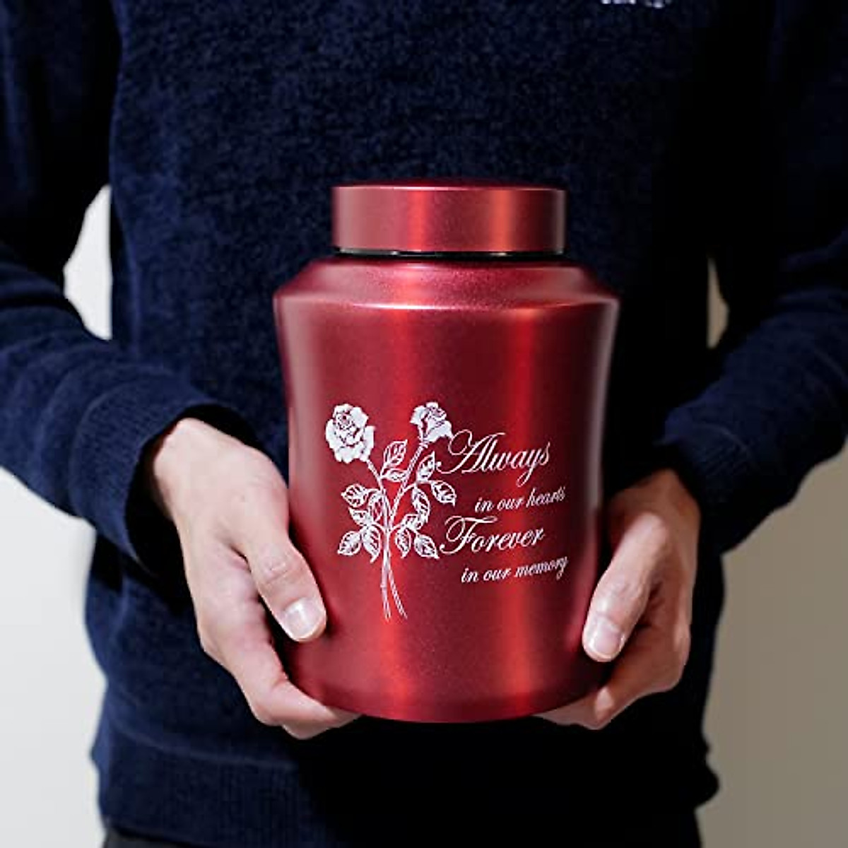 Large Cremation Urns for Adult Human Ashes, Up to 160 lbs Decorative Urn with Flower Design for Female Male Ashes with Velvet Bag(Rose of Love)