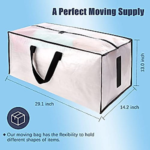 HOMESURE 8 Pack Large Strong Moving Bags with Zippers & Carrying Handles - Water-Resistant - Heavy Duty Storage Tote for Space Saving, Fold Flat, Alternative to Moving Box (Semi-Transparent)