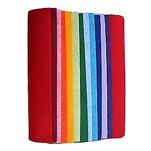 Wool Felt Blend, Merino Wool and Rayon, All Natural fibers, 9x12 inch, 12 Sheets (Rainbow)