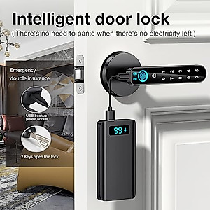 Fingerprint Door Lock, Smart Fingerprint Door knob-biometric Door Lock，with passcode keypad keyless Entry Door Handle，for Bedroom Home Hotel Office Apartment