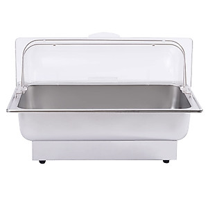 14L/14QT Electric Chafing Dish Set Stainless Steel Anti-Dry Buffet Warmers Temperature Adjustable with Roll Lid Chafing Dish Buffet Set 600W for Catering