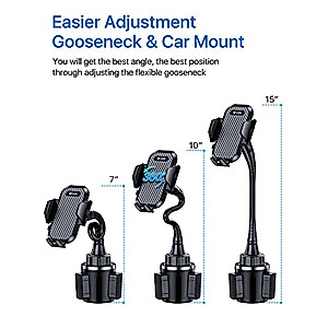 andobil [Newest & Solidest 15in Cup Holder Phone Mount, [Stable & Adjustable] Long Gooseneck Cup Phone Holder for Car Truck [Military-Grade] Fit for iPhone 14 13 12 Pro Max & All Cell Phones