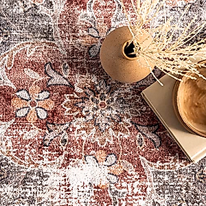 nuLOOM Emelina Traditional Persian Machine Washable Area Rug, 5x8, Red