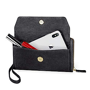 nuoku Womens RFID Wallet Purse Wristlet Crossbody Clutch with Zip Around 2 Strap