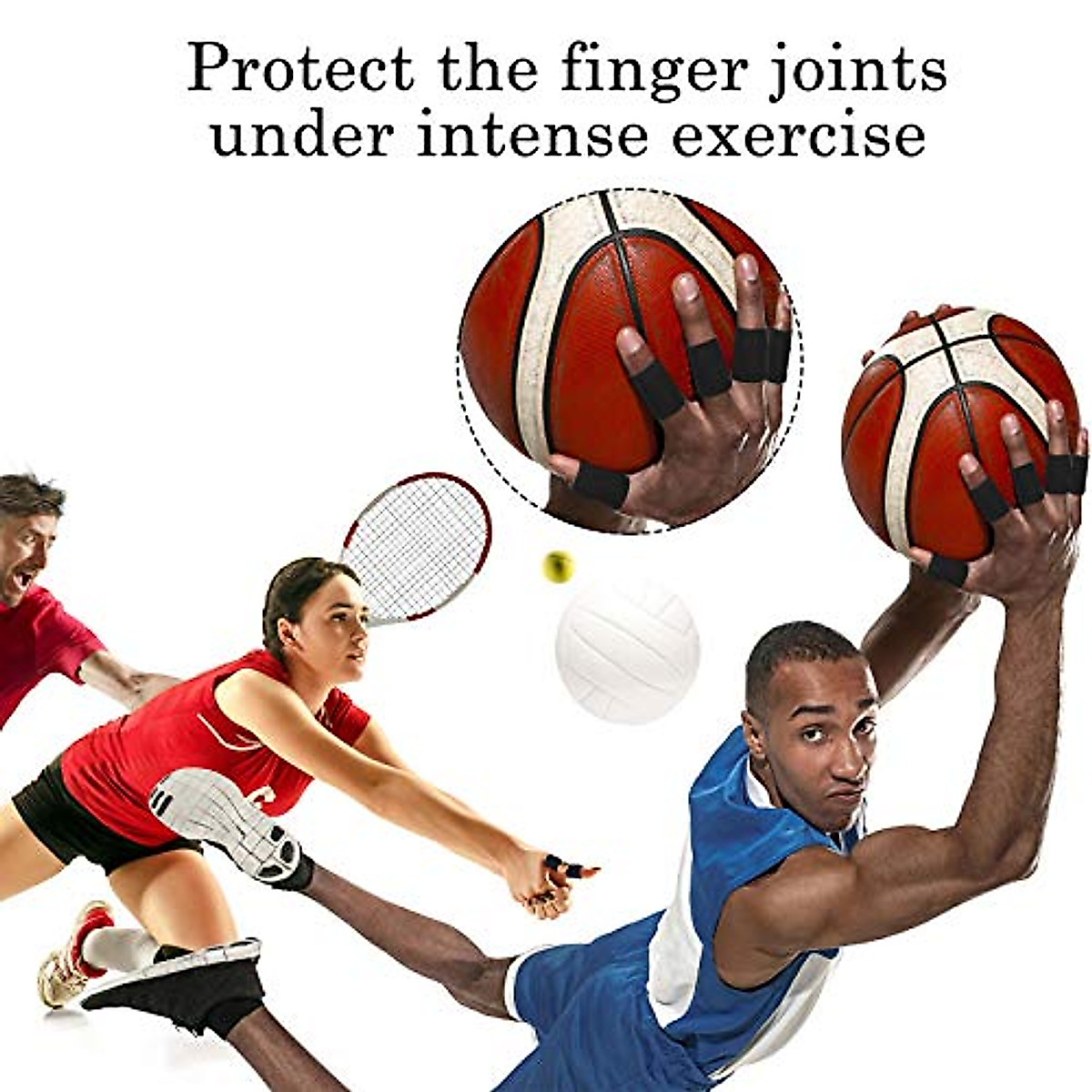 Civaner 12 Finger Sleeves for Arthritis Sports Finger Cots Breathable Elastic Finger Straps Joint Compression Protectors for Sport Relieve Painful Compression Pressure (Black)