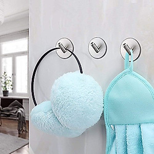 Vpang 4 Pcs Stainless Steel Adhesive Hooks Heavy Duty Wall Hooks Sticky Hanger for Kitchen Bathroom Office Garage (Type 5)