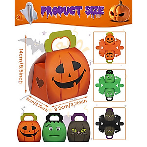 Liobelon 24 Pieces Halloween Candy Boxes With Handles Halloween Treat Boxes Trick or Treat Gift Boxes Pastry Cookies Goodie Bags for Halloween Party Supplies Halloween Kids Birthday Party Gift Box