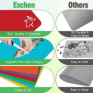 Flexible Plastic Cutting Board Mats, Set of 6 Colorful Chopping Boards, Cutting Boards for Kitchen Dishwasher Safe, Cutting Mat For Cooking with Food Icons Kitchen Gifts for Women, BPA Free, Non-slip