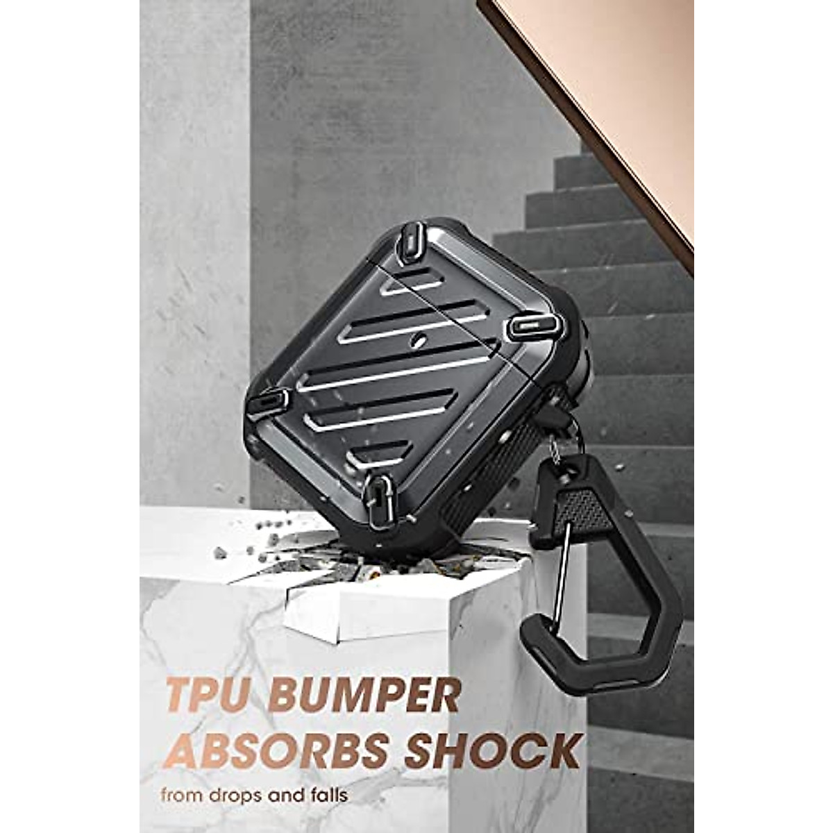 SUPCASE Unicorn Beetle Pro Series Case Designed for Airpods 1 & 2, Full-Body Rugged Protective Case with Carabiner for Apple Airpods 1st & 2nd (Black)