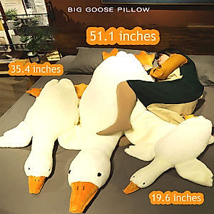 MDXMY 19.7" Goose Stuffed Animal White Swan Throw Plush Pillow Super Soft Sleeping Pillow(Down White, 19.7"