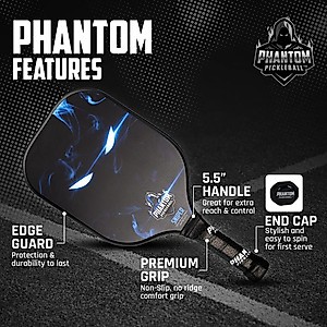 Phantom Sniper 13mm Carbon Fiber Elongated Body Pickleball Paddles - Max Grit and Spin - USAPA Approved – Pickleball Rackets - Pickle-Ball Equipment with Polypropylene Core – Lightweight (Steel)