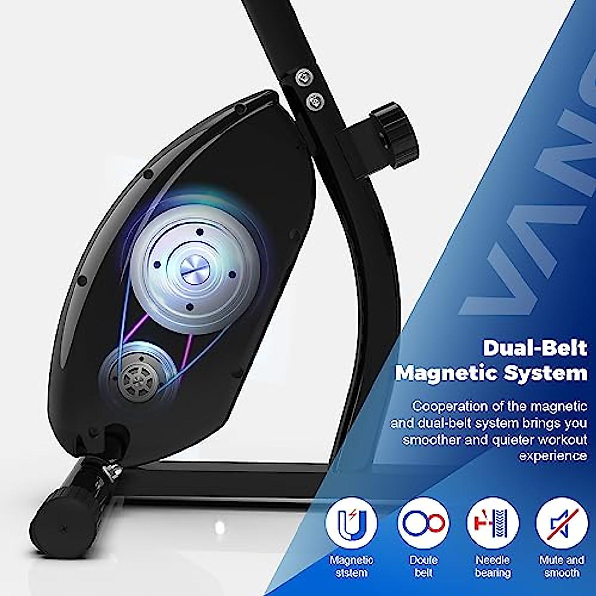 VANSWE Recumbent Exercise Bike for Adults Seniors - For Home Workout with 16 Levels Resistance, 380 lbs Weight Capacity, Bluetooth Connectivity and Pulse Sensor RB661 (Silver)